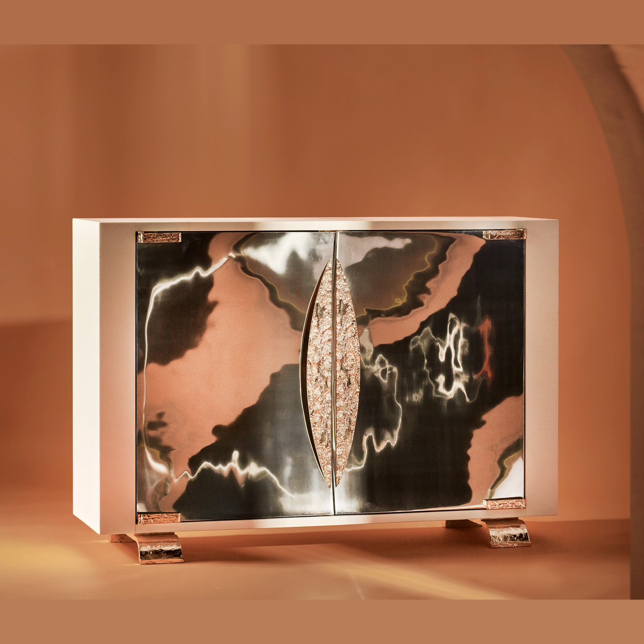Shield White Parchment Cabinet by Achille Salvagni Atelier | Basic.Space