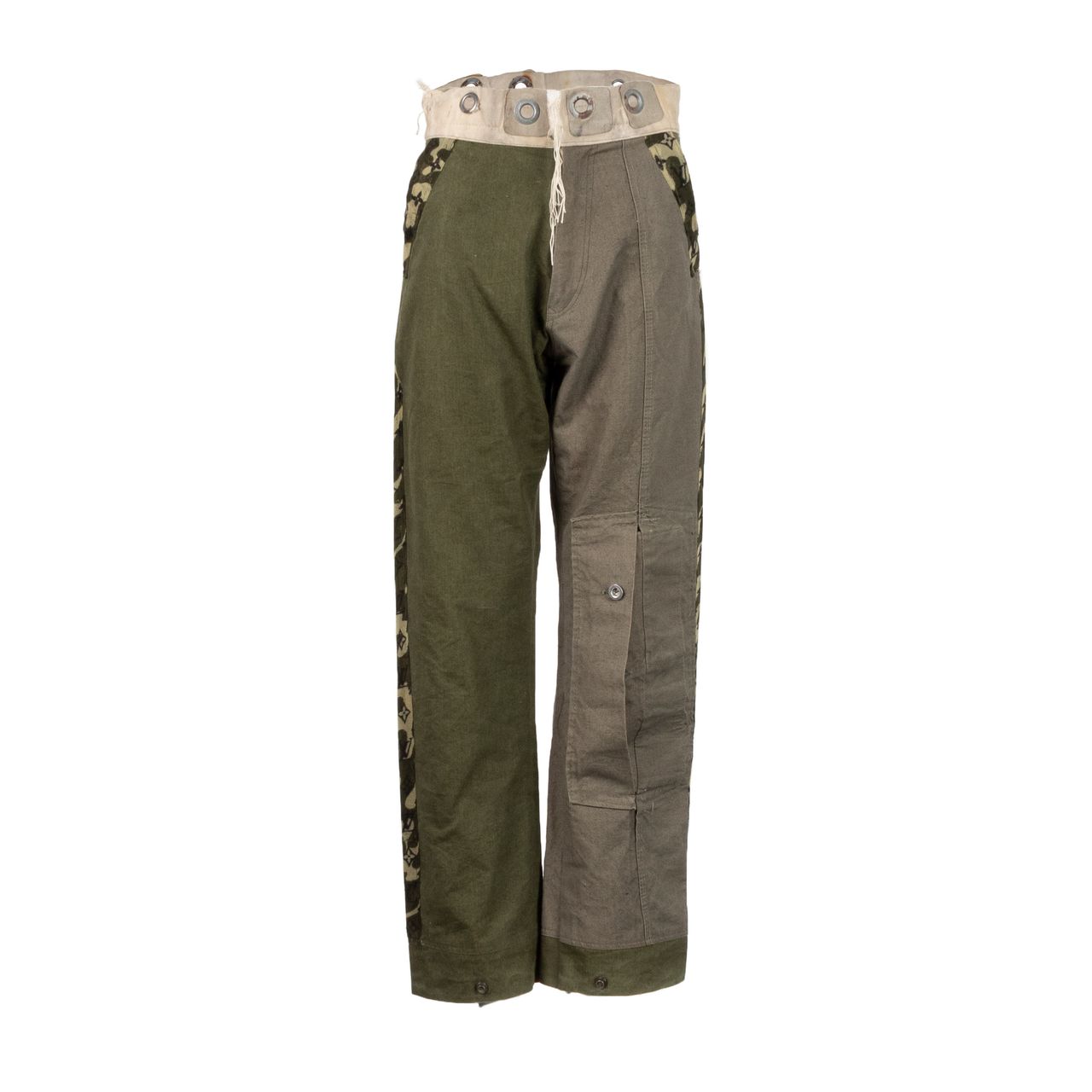 Reconstructed Military Tarp & Louis Vuitton Murakami Scarf Pants by JC ...