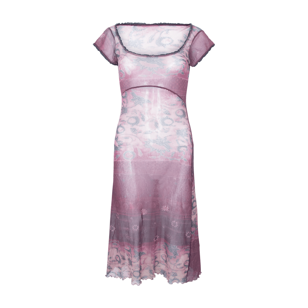 Burgundy Sheer Mesh Midi Dress by Elena Bonvicini | Basic.Space